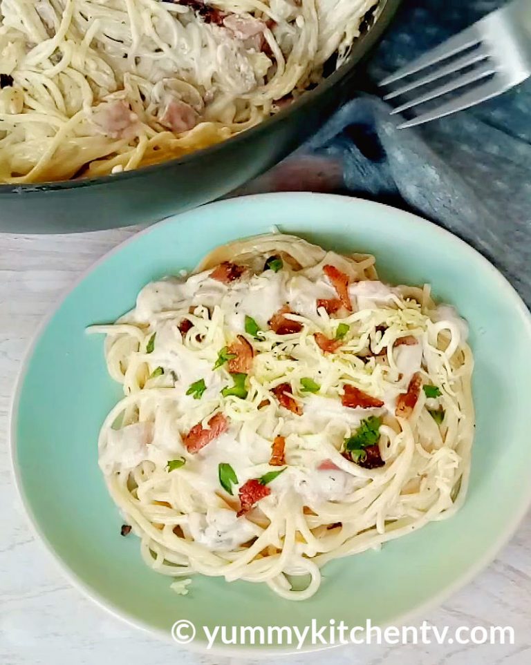 Spaghetti Carbonara (Filipino-style Carbonara) - Yummy Kitchen