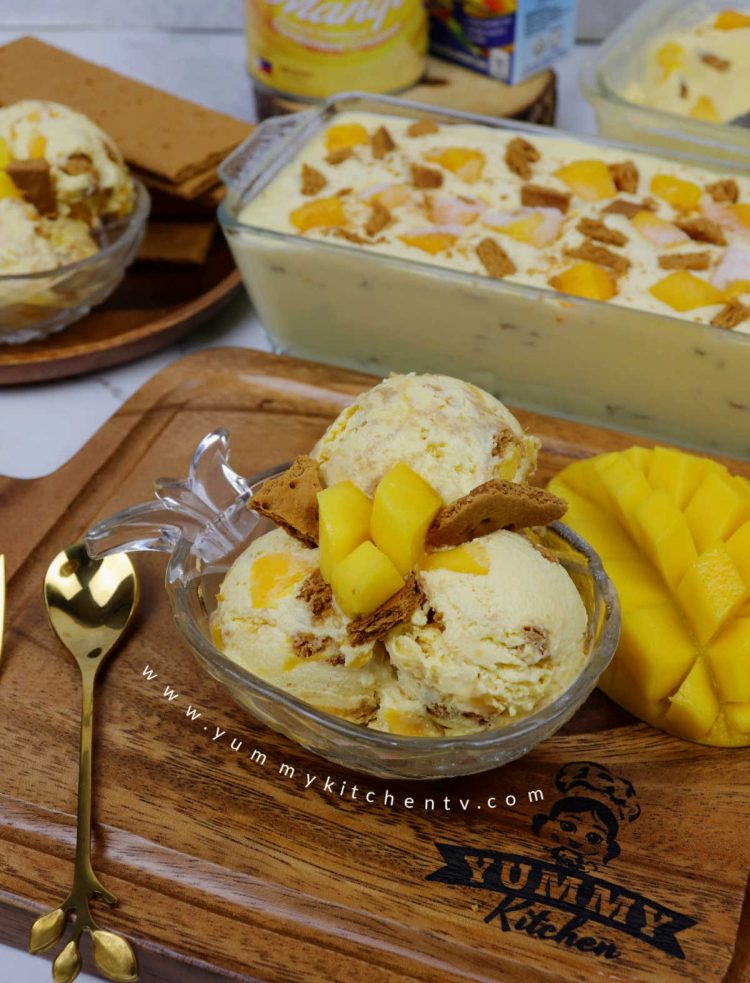 Homemade Mango Graham Ice Cream - Yummy Kitchen