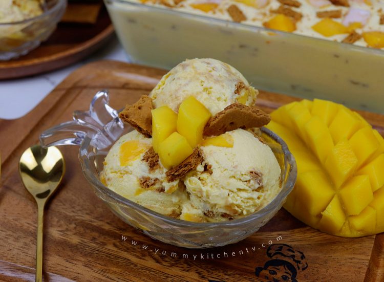 Homemade Mango Graham Ice Cream - Yummy Kitchen
