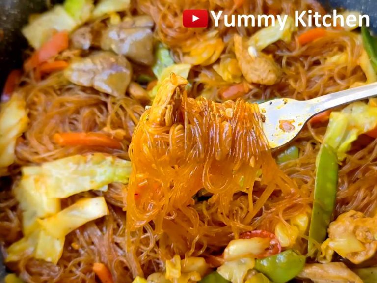 Pancit Sotanghon - A Colorful Filipino Glass Noodle dish - Yummy Kitchen