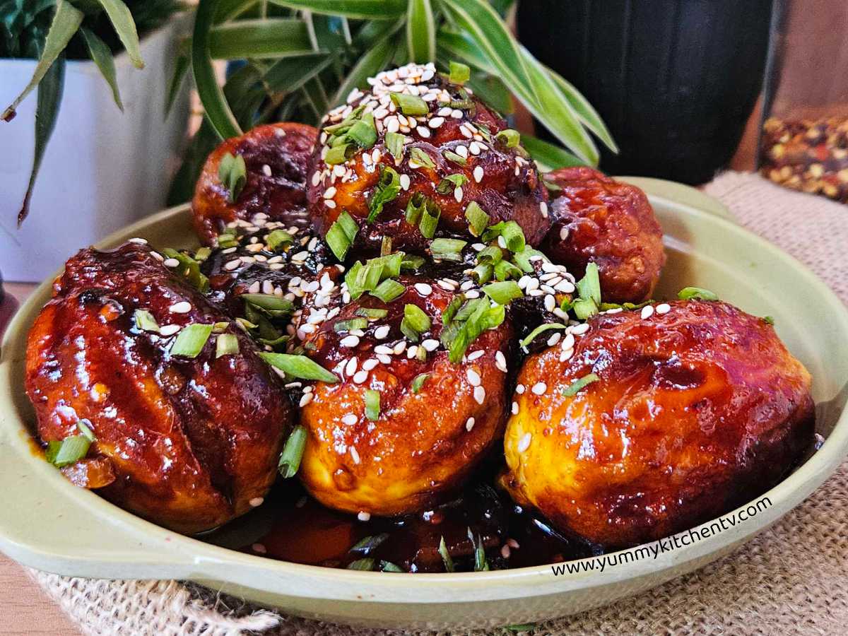 Tiger Eggs ( golden fried eggs braised in spicy sauce ) - Yummy Kitchen