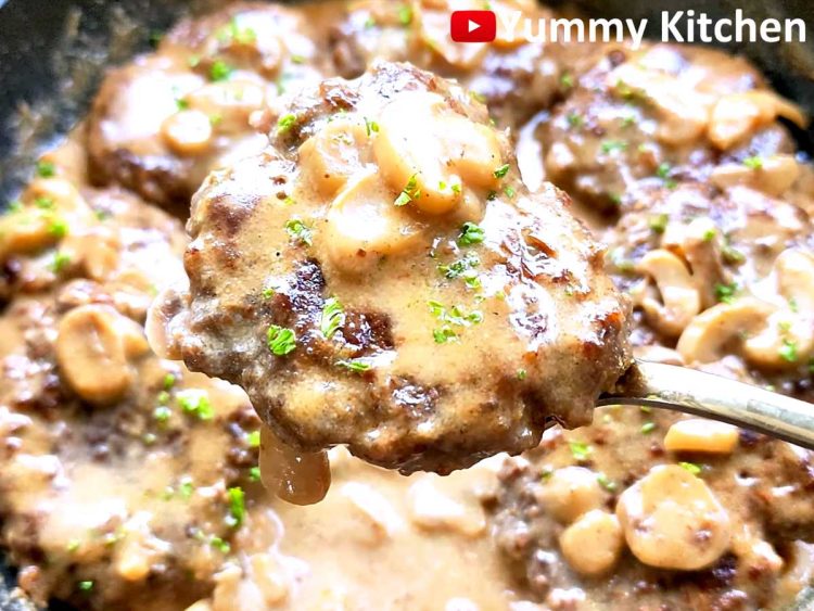 Burger Steak Recipe with Mushroom sauce ( Beefy and Creamy ) - Yummy ...