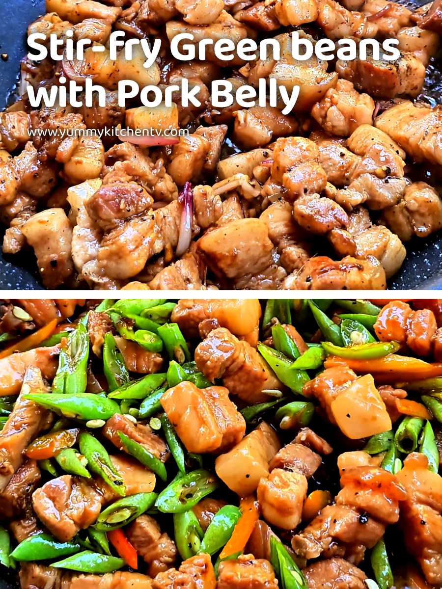 Stir-fry Green beans with Pork Belly - A colorful healthy meal - Yummy ...